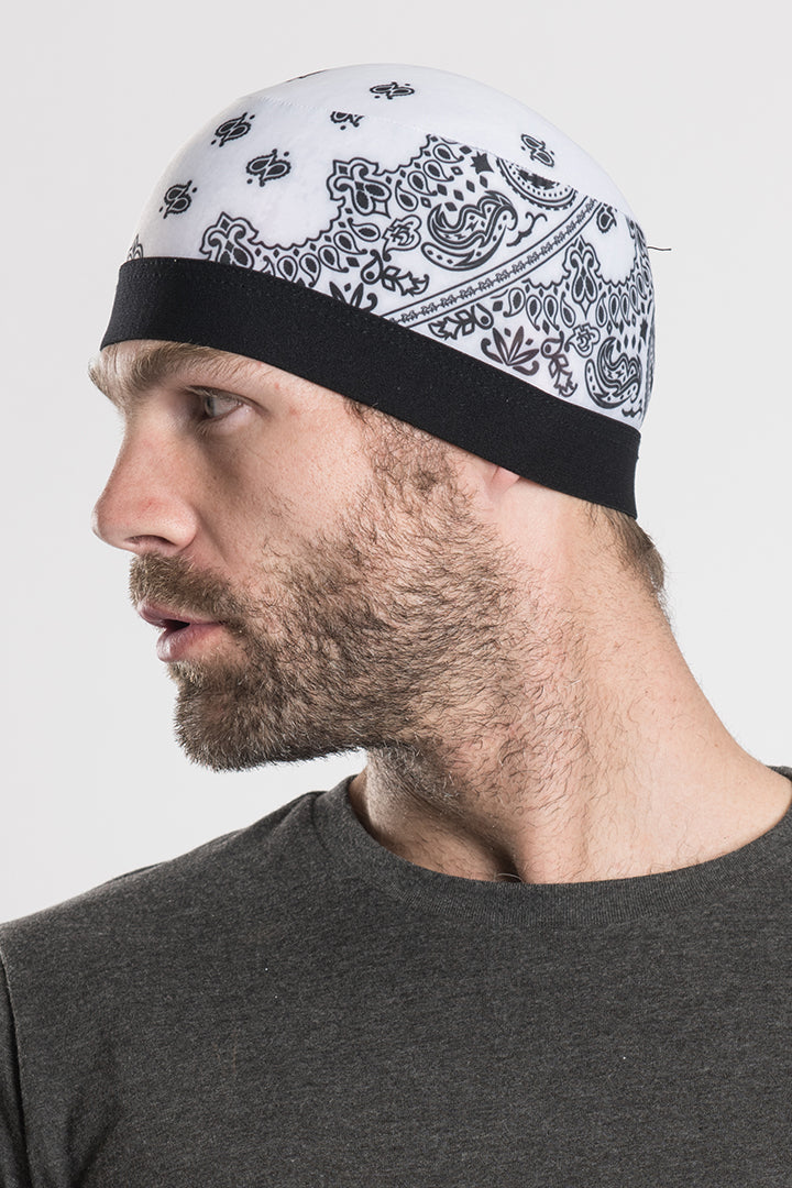 White Paisley Skull Cap Soaker – Hair Glove